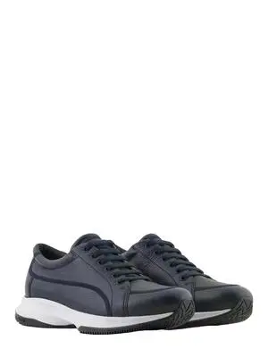 Giorgio Armani Panelled Leather Sneakers - Blue