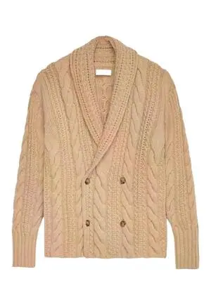 A PAPER KID Double-breasted Cable Knit Cardigan - Neutrals