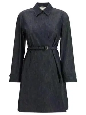 Fendi Belted Shirt Dress - Blue