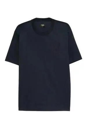 Fendi Embroidered-logo Crew-neck T-shirt - Blue