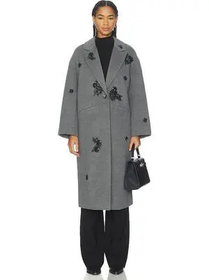 Cinq À Sept Crystal Ivy Gravis Coat - Heather Grey & Black