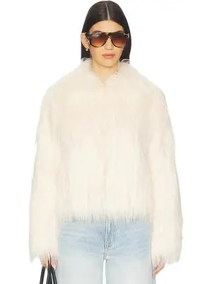 LoveShackFancy Fallon Faux Fur Jacket - Ivory