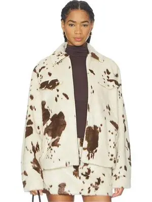 LOVERS AND FRIENDS Nash Faux Fur Jacket - Cow Print