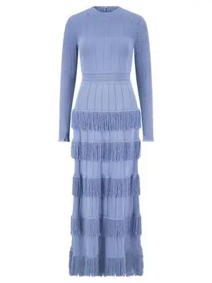 LELA ROSE Piper Knit Fringe Dress