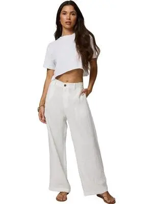 ELLSWORTH + IVEY The Seriously Perfect Linen Pants - White