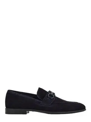 FERRAGAMO Moccasin With Gancini Ornament - Navy
