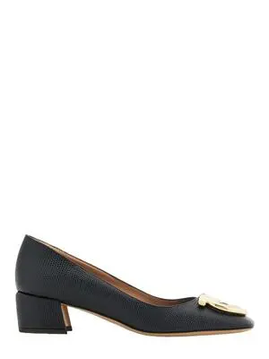 FERRAGAMO Low-heeled Pump With Gancio Detail - Black