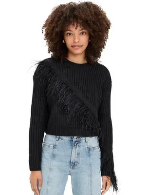 Cinq À Sept Kaelie Feather-trim Pullover - Black