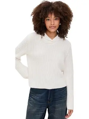Vince Ribbed Sailor Collar Sweater - Off White