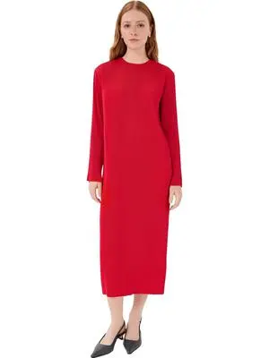 Tibi Plisse Midi Dress - Red