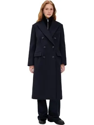 Theory Double Breasted Peak Coat - Baltic