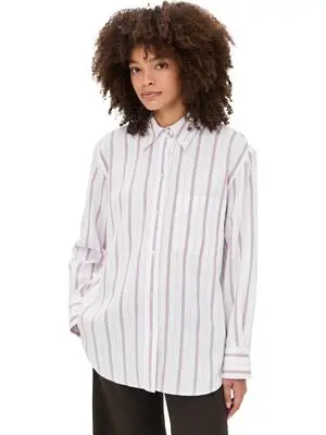 Vince Striped Oversized Shirt - Off White/lilac