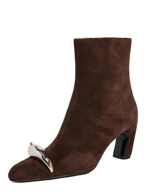 Tory Burch Pierced Xl Ankle Boots 65mm - Dark Cocoa/silver