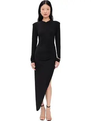 Norma Kamali Shoulder Pad V-neck Gown - Black