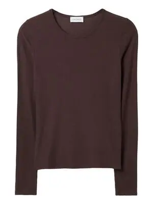 DAGMAR Lyocell Long Sleeve Top - Chocolate