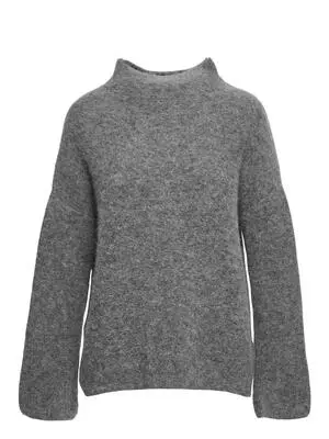 WAKAKUU Knitted Funnel Neck Sweater - Grey