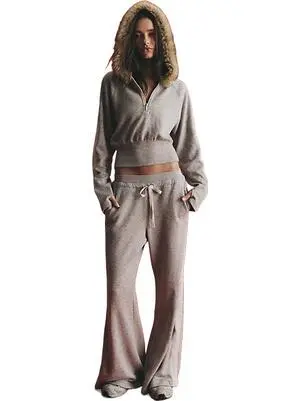 Free People Faux Fur-trimmed Set - Heather Grey