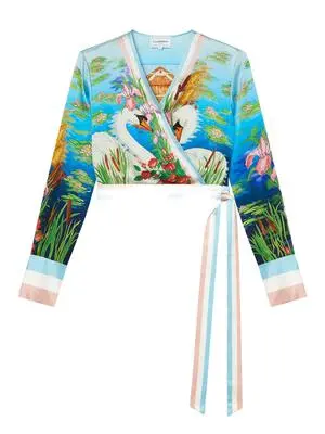 Casablanca Le Lac Tranquille Wrap Long Sleeve Blouse - Multicolor