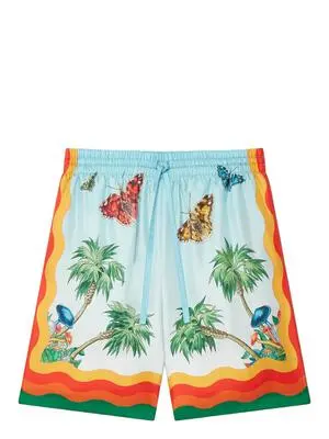 Casablanca Palm Springs Tennis Club Silk Shorts - Multicolor