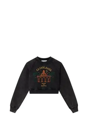 Casablanca School Of Beautiful Cropped Sweatshirt Black