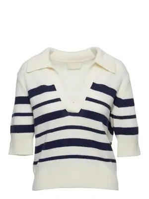 WAKAKUU Lisabon Striped Wool Cashmere Top - Blue,white
