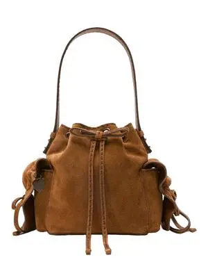 Acne Studios Acne Studios Multipocket Mini Bucket Suede Bag Cognac