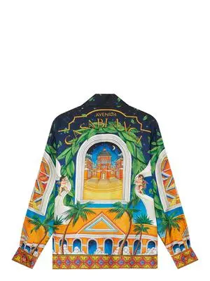 Casablanca Maison D'ete Cuban Collar Long Sleeve Silk Shirt - Multicolor