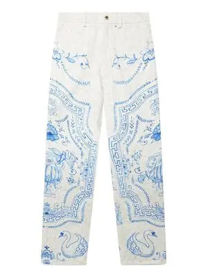 Casablanca Plat A Dessert Printed Straight Leg Jeans - Multicolor