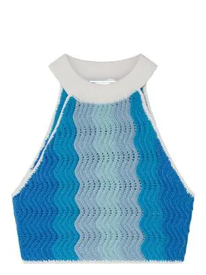 Casablanca Gradient Crochet Sleeveless Top - Blue