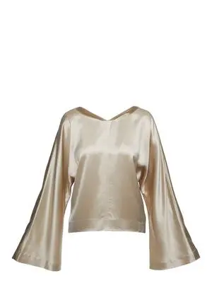 WAKAKUU Palermo Satin Blouse - Beige