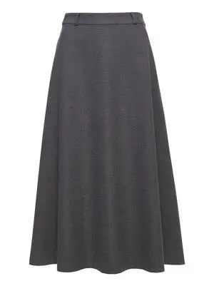 WAKAKUU Rio Wool Blend Midi A-line Skirt - Grey