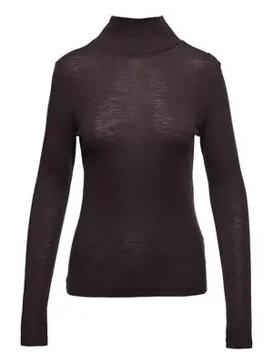 WAKAKUU ICONS Merino Wool Turtleneck Sweater - Dark Brown