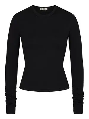 Eterne Fitted Long-Sleeve Crewneck Top Black