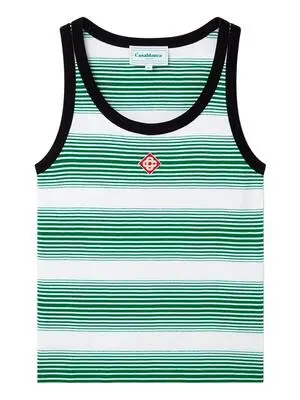 Casablanca Gradient Stripe Ringer Tank Top - Green
