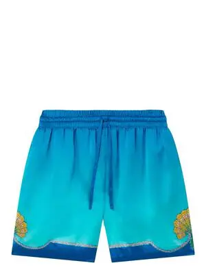 Casablanca Coquillage Coloré Silk Shorts - Blue
