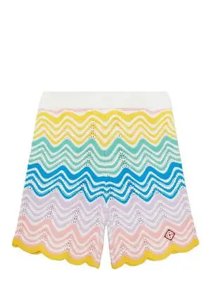 Casablanca Gradient Wave Knit Shorts Blue