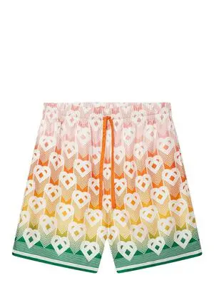 Casablanca Gradient Heart Monogram Silk Shorts - Multicolor