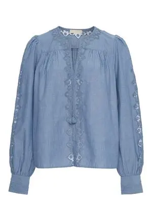 Ulla Johnson Kady Long Sleeve Blouse Light Blue
