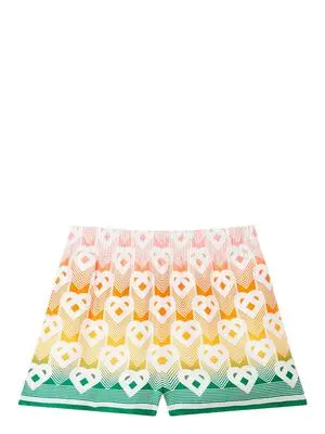 Casablanca Gradient Heart Monogram Silk Shorts - Multicolor