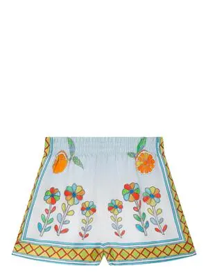 Casablanca Yoruba Flowers Silk Shorts - Multicolor