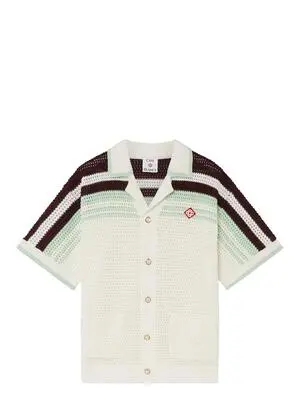 Casablanca Tennis Cotton Crochet Short Sleeve Shirt - Multicolor