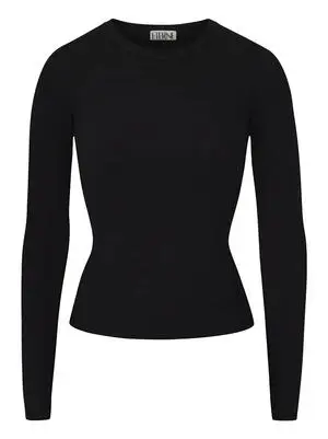 Eterne Long Sleeve Fitted Top - Black