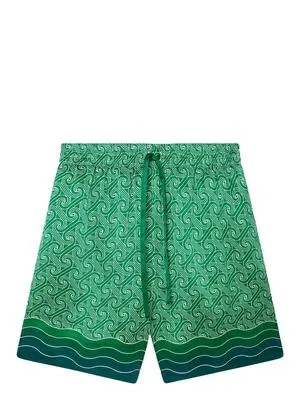 Casablanca Column Monogram Silk Shorts - Multicolor