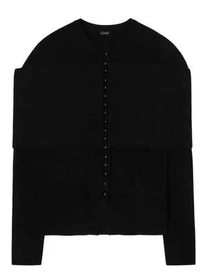 LEONI Cardigan With Detachable Scarf - Black