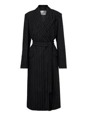 Acne Studios Pinstripe Wool Coat - Black