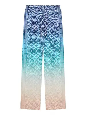 Casablanca Jacquard Gradient Silk Trousers - Blue