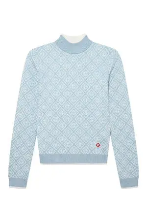 Casablanca Ski Monogram High Neck Top - Blue