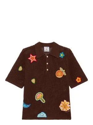 Casablanca Motif Crochet Polo Shirt - Multicolor