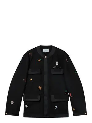 Casablanca Embroidered Motif Wool Tailored Jacket - Black