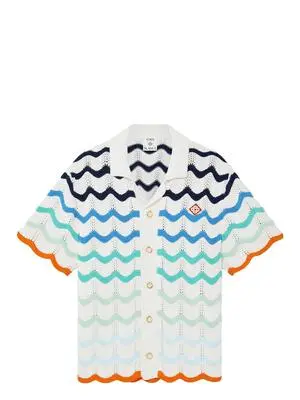 Casablanca Gradient Wave Short Sleeve Crochet Shirt - Multicolor